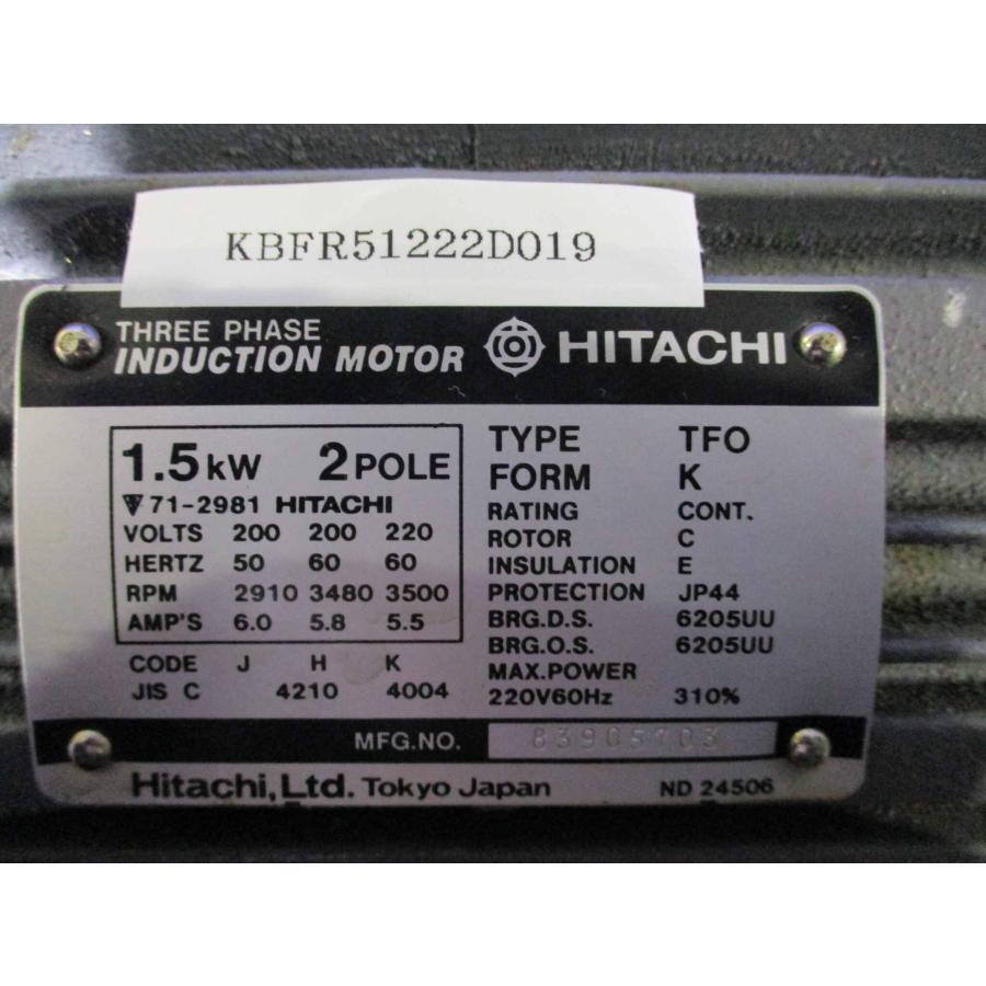 中古 HITACHI TFO-K 三相インダクションモーター 1.5KW ＜送料別＞ (KBFR51222D019) : kbfr51222d019 : growdetrading Yahoo ...