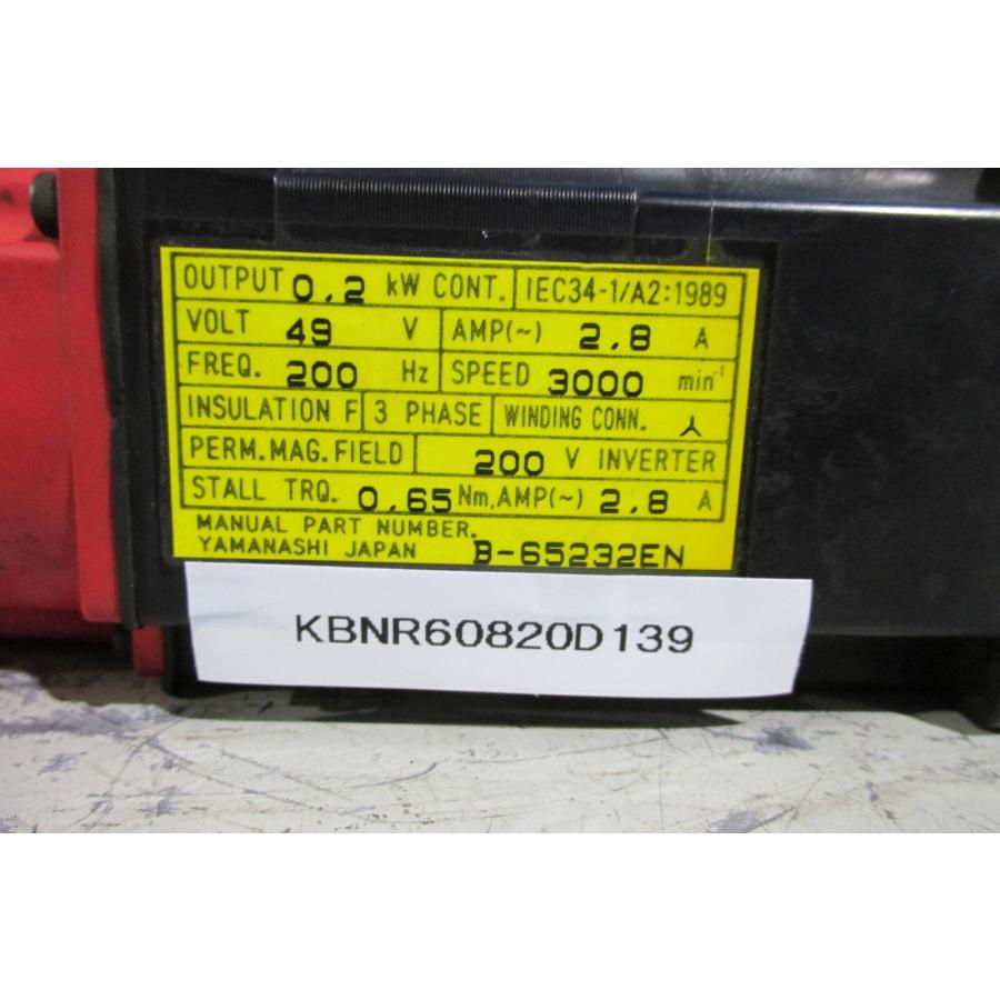 中古 FANUC AC SERVO MOTOR β0.5/3000 A06B-0113-B175 (KBNR60820D139 ...