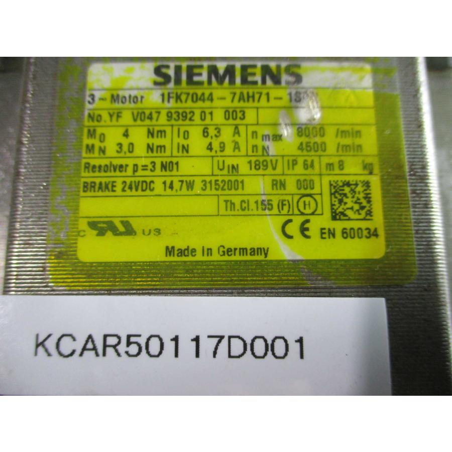 中古SIEMENS SERVO MOTOR 1FK7044-7AH71-1SB0 3 PHASE/24V/14.7 KW/4500 RPM/4 NM(KCAR50117D001 ...