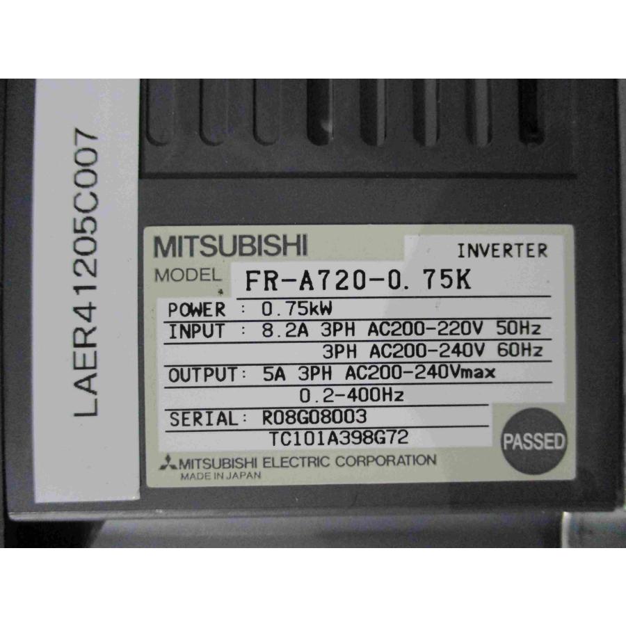 中古 MITSUBISHI FR-A720-0.75K インバータ FREQROL-A700シリーズ(LAER41205C007) : growdetrading Yahoo!ショップ ...