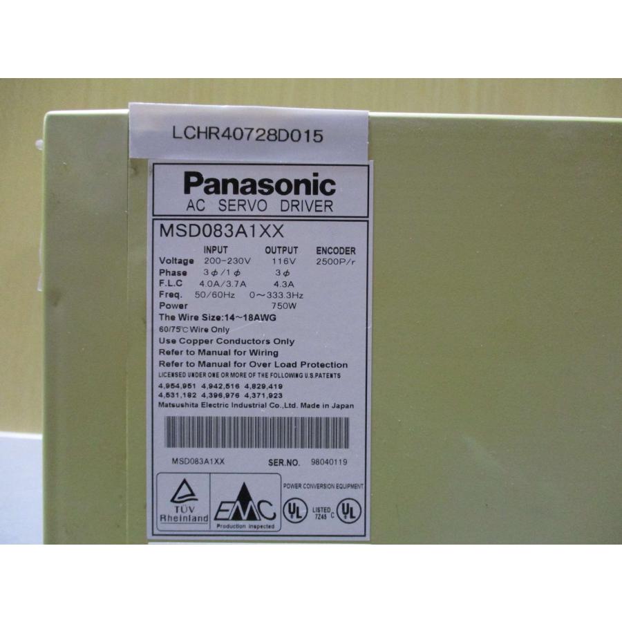 中古 Panasonic AC SERVO DRIVER MSD083A1XX ACサーボドライバ 750W(LCHR40728D015) : growdetrading Yahoo!ショップ ...
