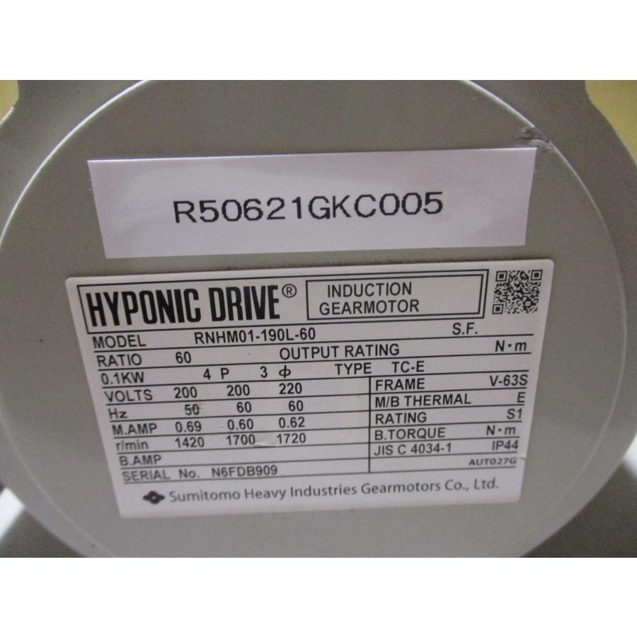 中古 SUMITOMO HYPONIC DRIVE ハイポニック減速機 RNHM01-190L-60 0.1KW ＜送料別＞(R50621GKC005) : growdetrading ...