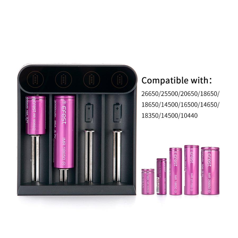 リチウムイオンバッテリー 充電器 Efest Slim K4 Type-C 1A クイックチャージャー イーフェスト mod モッド ...