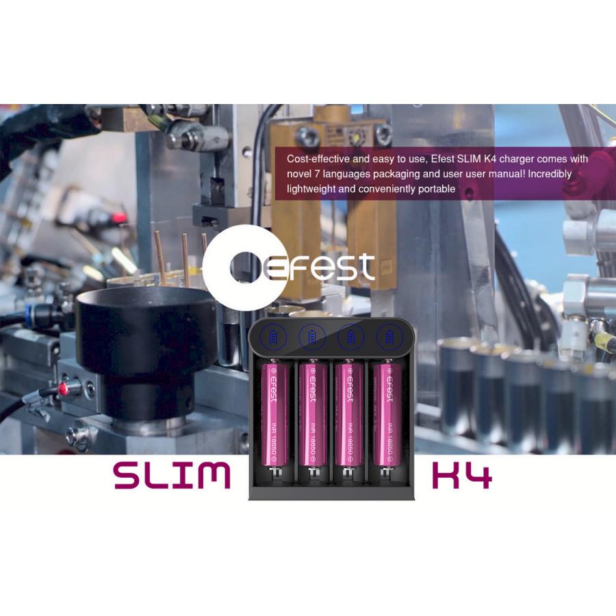 リチウムイオンバッテリー 充電器 Efest Slim K4 Type-C 1A クイックチャージャー イーフェスト mod モッド ...