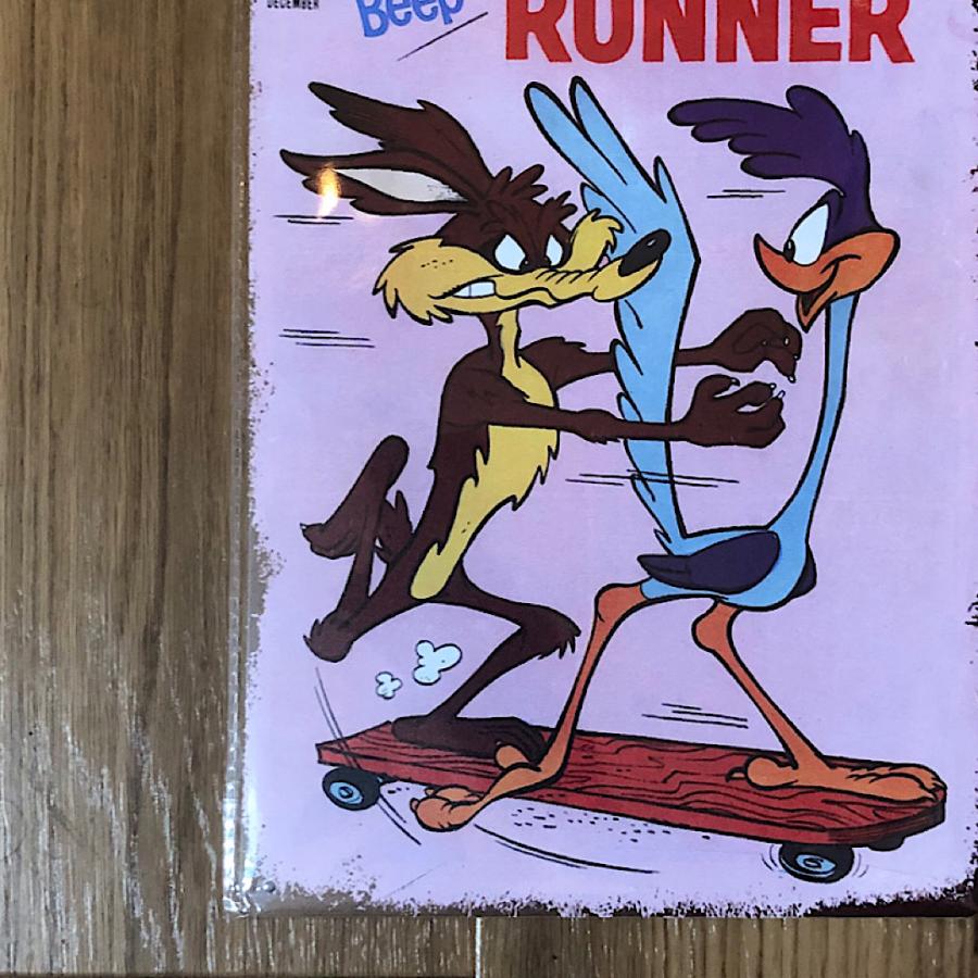ティンサイン ROAD RUNNER ロードランナー ワイリーコヨーテ Beep メタルサイン ブリキ看板 インテリア アメリカン雑貨 ...