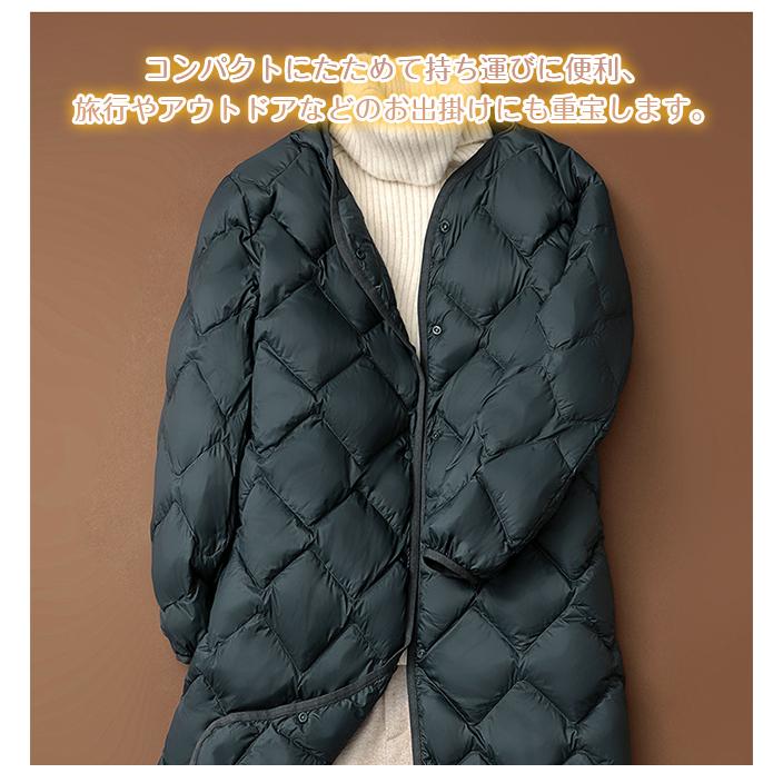 ダウンコート 軽量 ダウンジャケット ロング丈 レディース キルティングコート ノーカラーコート インナーダウン アウター 軽い 暖か 防寒 羽織り : gsgs-shopping - 通販 ...