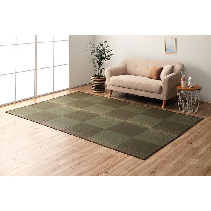 い草ラグ 花ござ カーペット 格子柄 団地間6畳 掃除簡単 抗菌防臭 消臭 「ルネ」（約255×340cm） 井草 イ草 茣蓙 ゴザ 和室 敷物 おしゃれ シンプル : GOODTIME ...