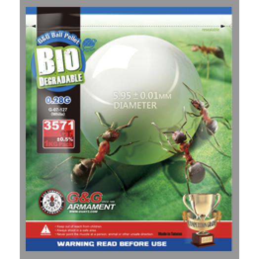 【G&G】Bio BB 0.28g (White ホワイト) 1KG (3571R)【BIO（バイオ）BB弾】G-07-127 : gg-bio-bb-028g-3571pcs-white ...