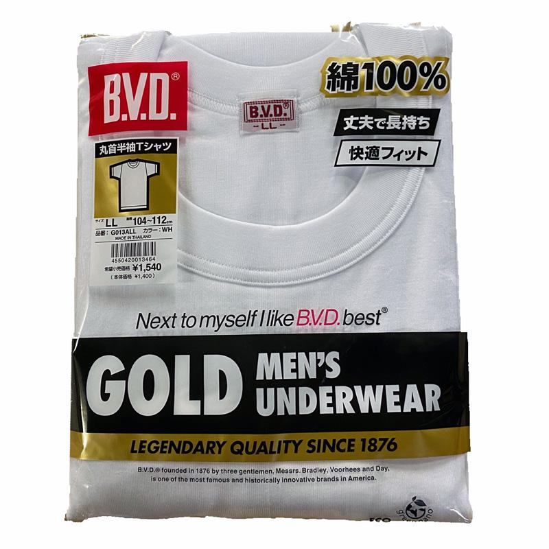 B.V.D BVD 丸首半袖Tシャツ2枚セット LL GOLD G013LLK2 B.V.D. メール便 : インナータウン - 通販 - Yahoo!ショッピング