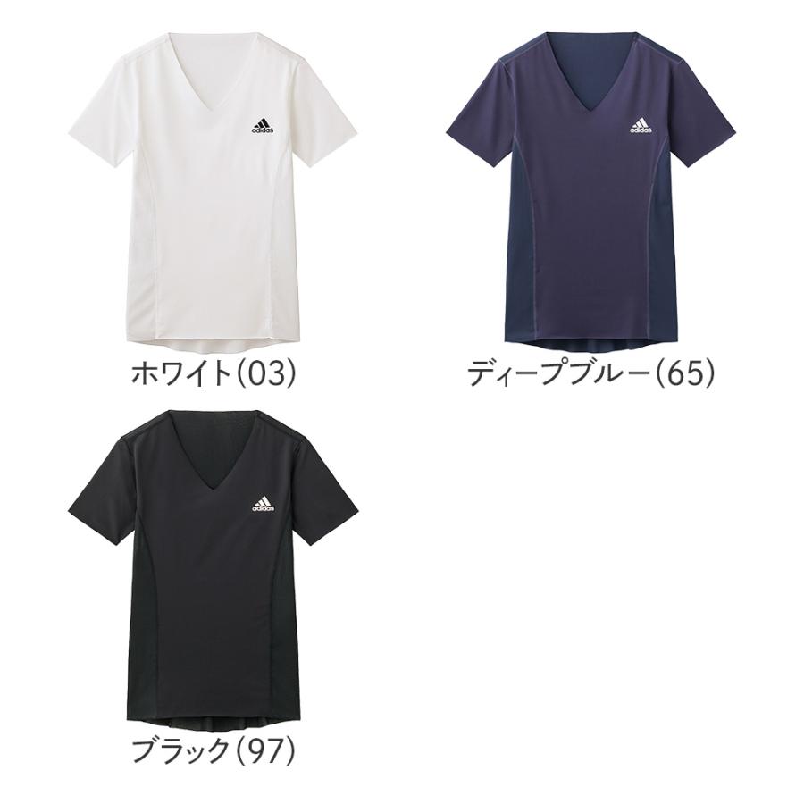 adidas アディダス VネックTシャツ メンズ 肌着 インナーメッシュ 抗菌防臭加工 高ストレッチ UVカット 白 黒 青 グンゼ ...