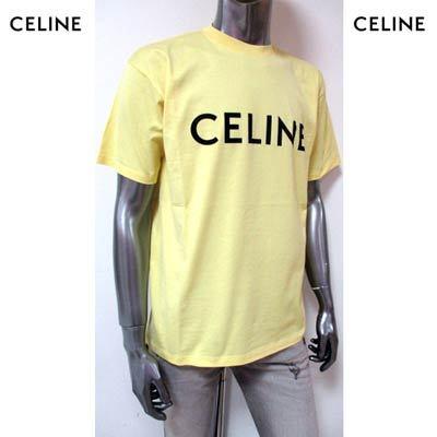 セリーヌ CELINE メンズ トップス Tシャツ 半袖 ロゴ フロント部分CELINEロゴプリント付Tシャツ イエロー 501F 2X681 ...
