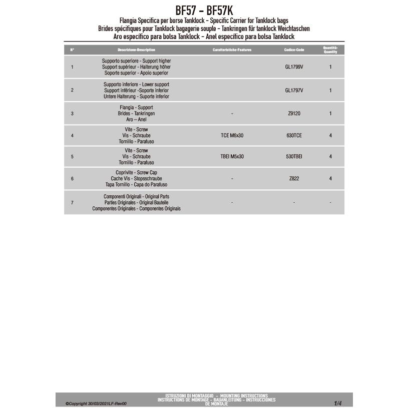 GIVI BF57 Tanklock用フランジ／HUSQVARNA SVARTPILEN 125-401 (21 - 22)専用／ジビ ...