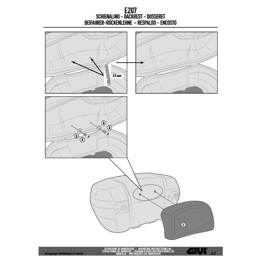 GIVI 【セール9/21 23:59まで】GIVI E207 バックレスト トップケース用 : GUUBEAT-MOTO - 通販 ...