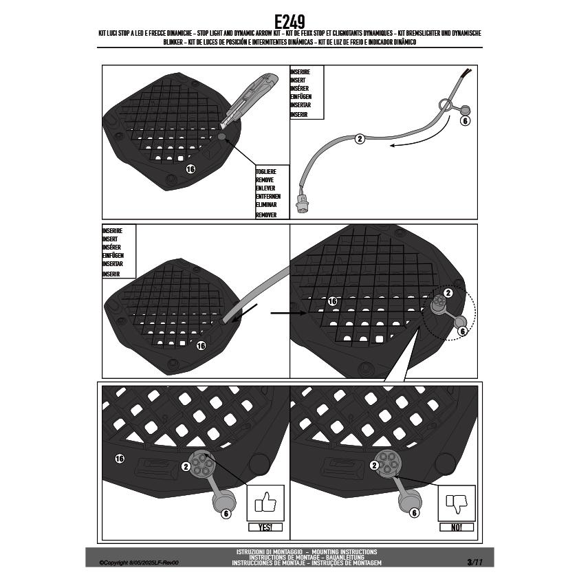 GIVI（ジビ） GIVI E249 LEDブレーキランプキット ダイナミックアロー付｜MAXIA5（V58N／V58NT対応）専用 ...