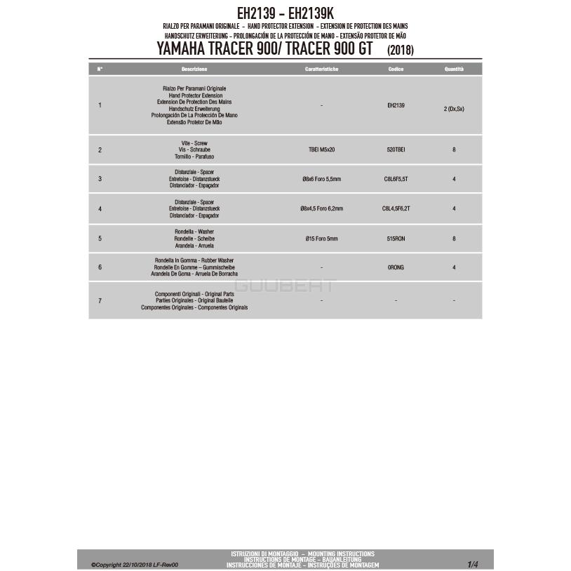 GIVI（ジビ） GIVI EH2139 スモーク ハンドガードエクステンション（防風延長パーツ）｜YAMAHA トレーサー 900 ...
