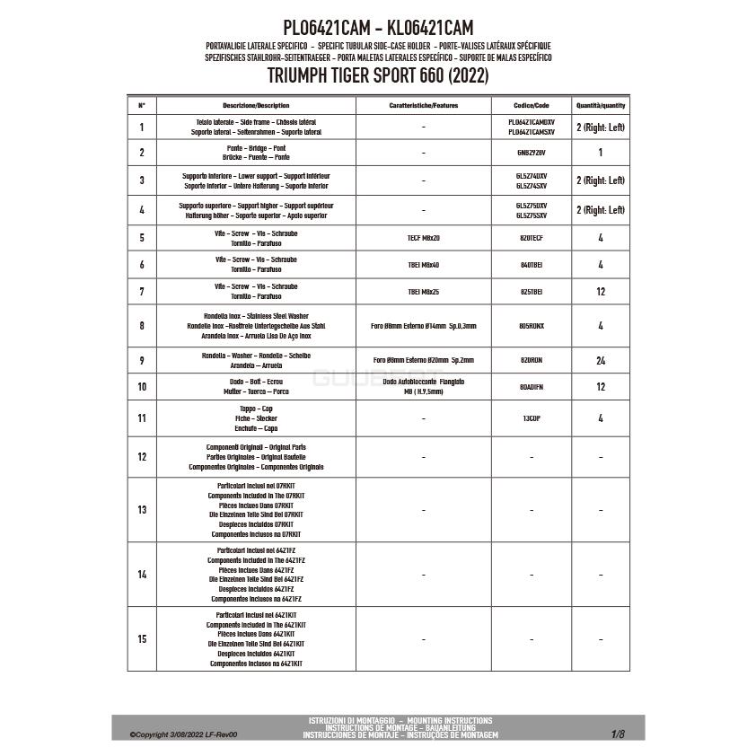 GIVI PLO6421CAM サイドケースホルダー TREKKER OUTBACK MONOKEY CAM-SIDE用 PL ONE-FIT／TRIUMPH タイガースポーツ 800他専用 ...