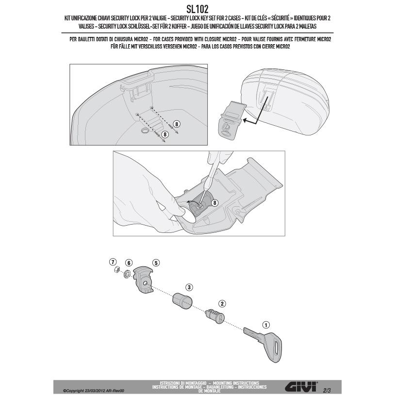 GIVI SL102 キーシリンダー スペアキー セイムナンバー トップケース・サイドケース用 : GUUBEAT-MOTO - 通販 ...