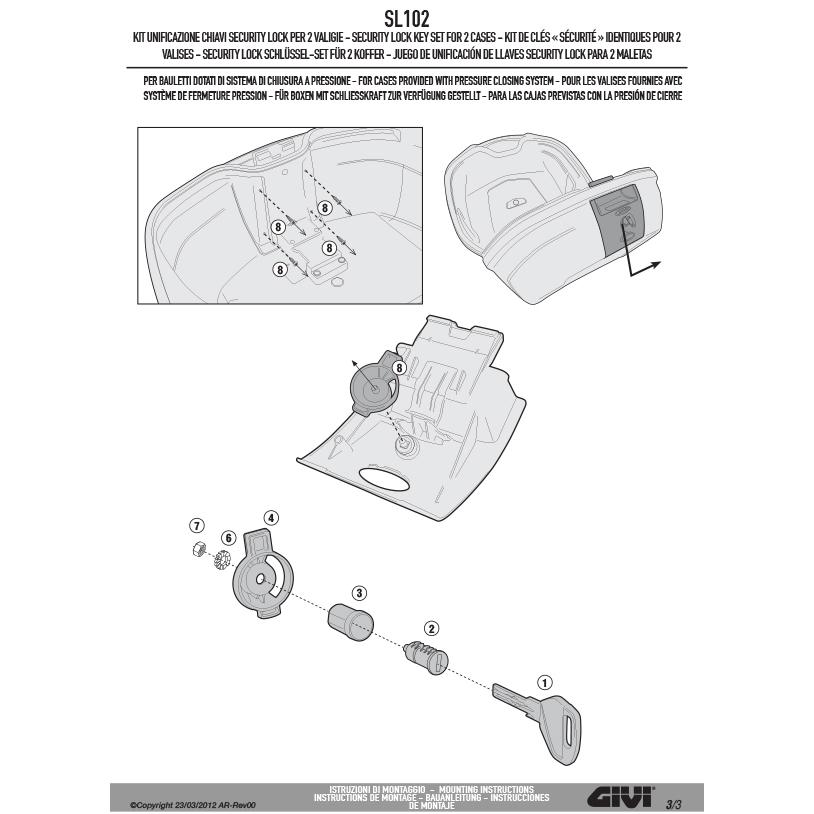 GIVI SL102 キーシリンダー スペアキー セイムナンバー トップケース・サイドケース用 : GUUBEAT-MOTO - 通販 ...