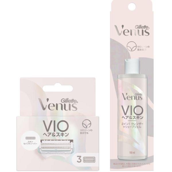 LOHACO - ジレット ヴィーナス VIO ヘア＆スキンカミソリ 替刃3コ入 + 2イン1 クレンザー＋シェーブジェル 190mL P＆Gプレミアムビューティ