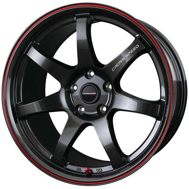 【ホットスタッフ】クロススピード ハイパーエディション CR7 18インチ 18x7.5J 5/114.3 INSET:38 グロスガンメタ＆レッドライン 1本 新品 ホイール ...