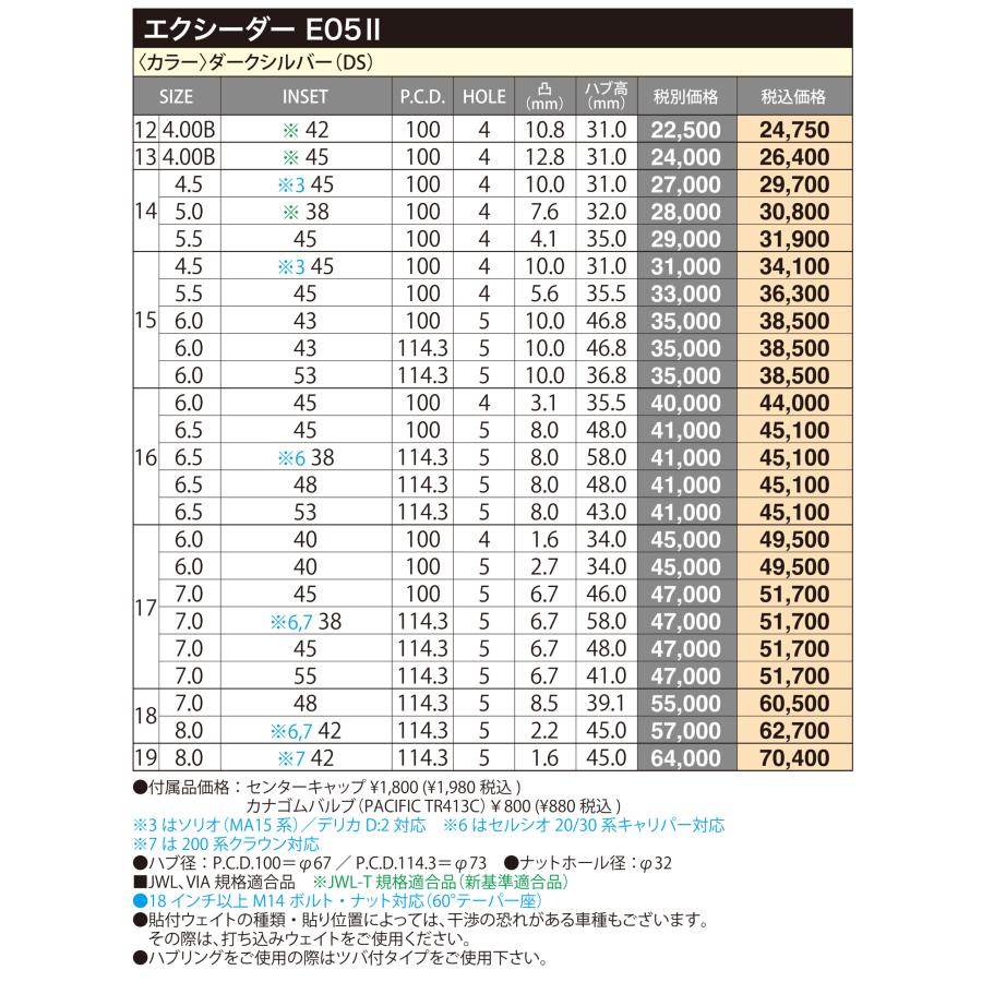 HOT STUFF 【ホットスタッフ】エクシーダー E05II 15インチ 15x4.5J 4/100 INSET:45 ダークシルバー(DS) 1本 新品 アルミホイール Exceeder ...