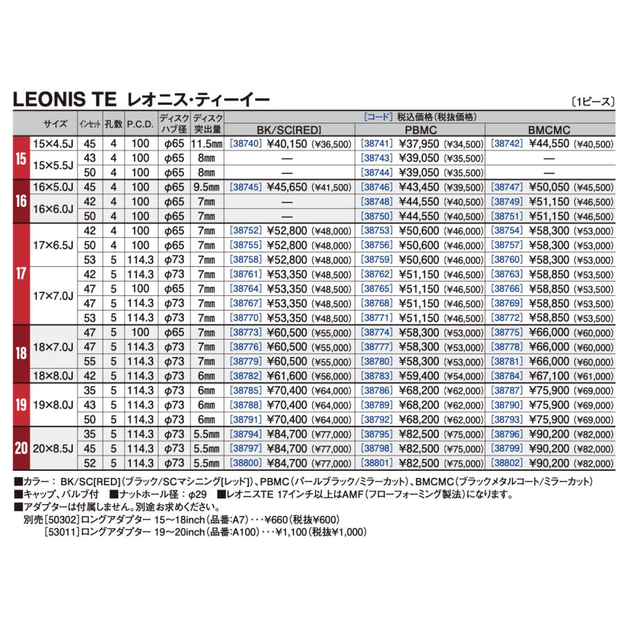 WEDS 【Weds/ウェッズ】レオニス TE 19インチ 19x8.0J 5/114.3 INSET:43 ブラック/SCマシニング/レッド(BK/SC(RED) 1本 新品 アルミホイール ...