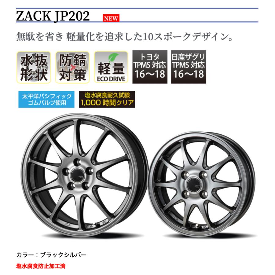 【ジャパン三陽】ZACK JP-202 16インチ 16x6.0J 4/100 INSET:42 ブラックシルバー 1本 新品 アルミホイール ザック : はちっこ・ブーブー - 通販 ...
