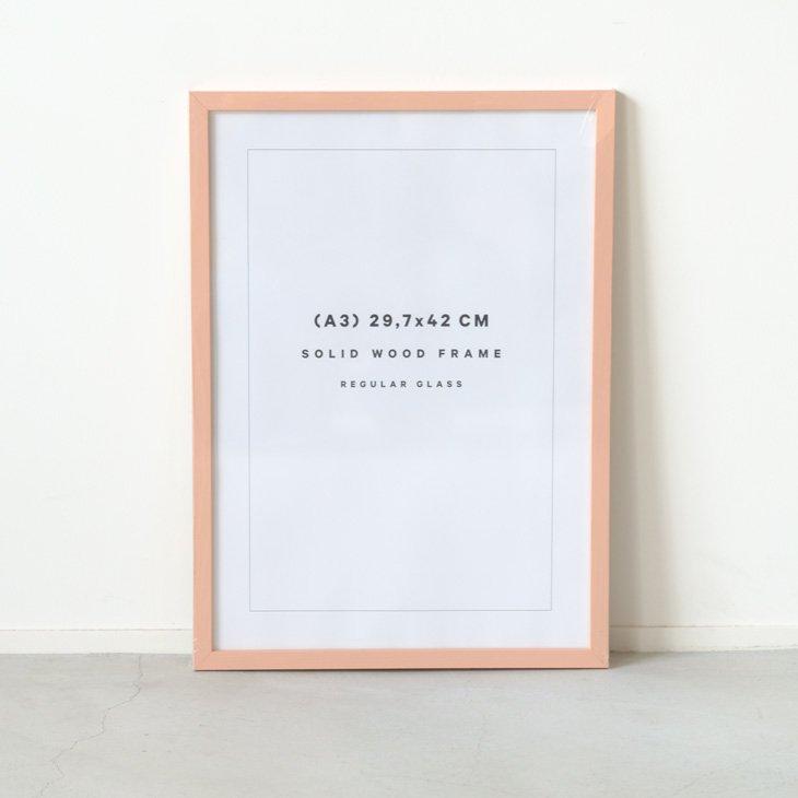 POSTER & FRAME | SOLID WOOD FRAME (rose pink) | A3 ポスターフレーム 額縁 オーク 木製 ...