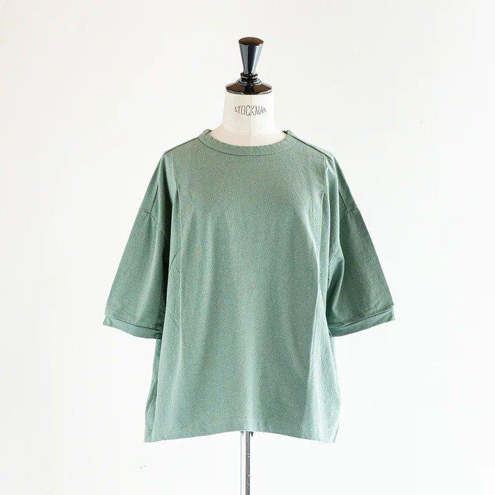 HEAVENLY (ヘブンリー) | COTTON LINEN TUCK WIDE T-SHIRT (green) トップス シンプル お洒落 ...