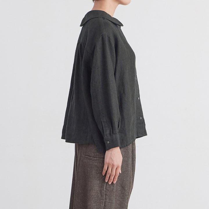 HEAVENLY (ヘブンリー) | BRUSHED LINEN ROUNDCOLLAR BLOUSE (green) トップス ブラウス ...
