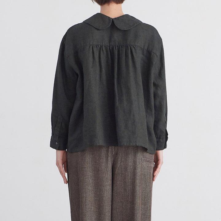 HEAVENLY (ヘブンリー) | BRUSHED LINEN ROUNDCOLLAR BLOUSE (green) トップス ブラウス ...