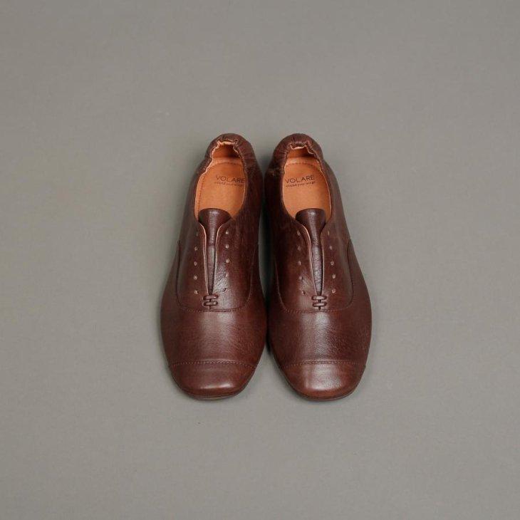 VOLARE (ヴォラーレ) | Leather Flat Shoes "WING LEATHER" (dark brown) size 37 ...