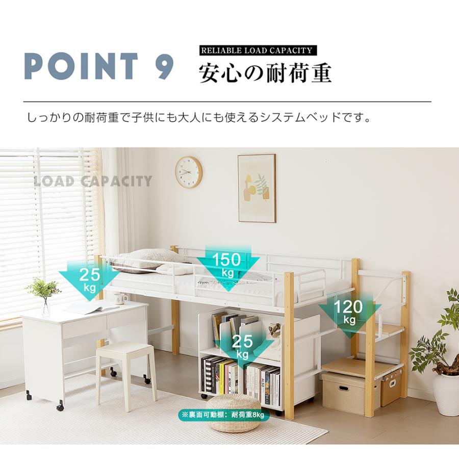 BTM システムベッド ロフトベッド 子供 机付き ロータイプ ロフトベット 子供ベッド 大人用 ミドル 頑丈 パイプベッド システムベット シングル 収納 : 寝具・子供用品専門店 ...