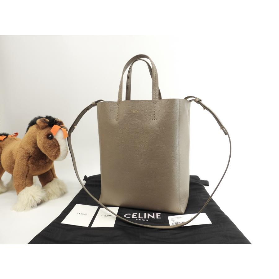 CABAS（CELINE） セリーヌ カバスモール ヴェルティカル レザー灰 ショルダーストラップ付ハンドバッグ ポシェット@W-CU-8210 : ブランドショップhaibanyaYahoo ...
