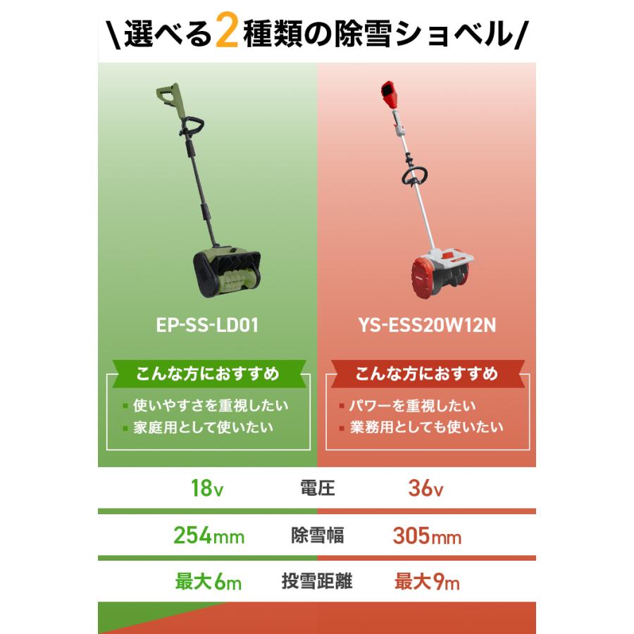 HAIGE ハイガー 電動除雪機 スノーショベル 雪スコップ 充電式 家庭用 小型 軽量 EP-SS-LD01（バッテリーセット ...