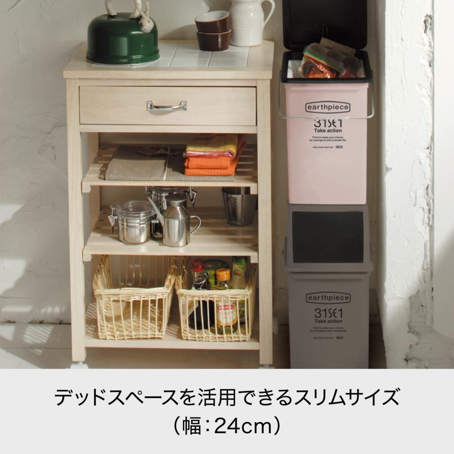 ライクイット (like-it) フタ付きゴミ箱 片手で捨てられる アースピース プッシュダスト浅型 ピンク 約17L 日本製 EPE-03 ダストボ : はいじストア - 通販 ...