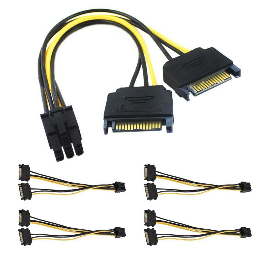 Rosebe SATA 電源ケーブル SATA15ピン→VGA6ピン 補助電源 シリアルSATA変換ケーブル オス-メス VGA 6Pin ...