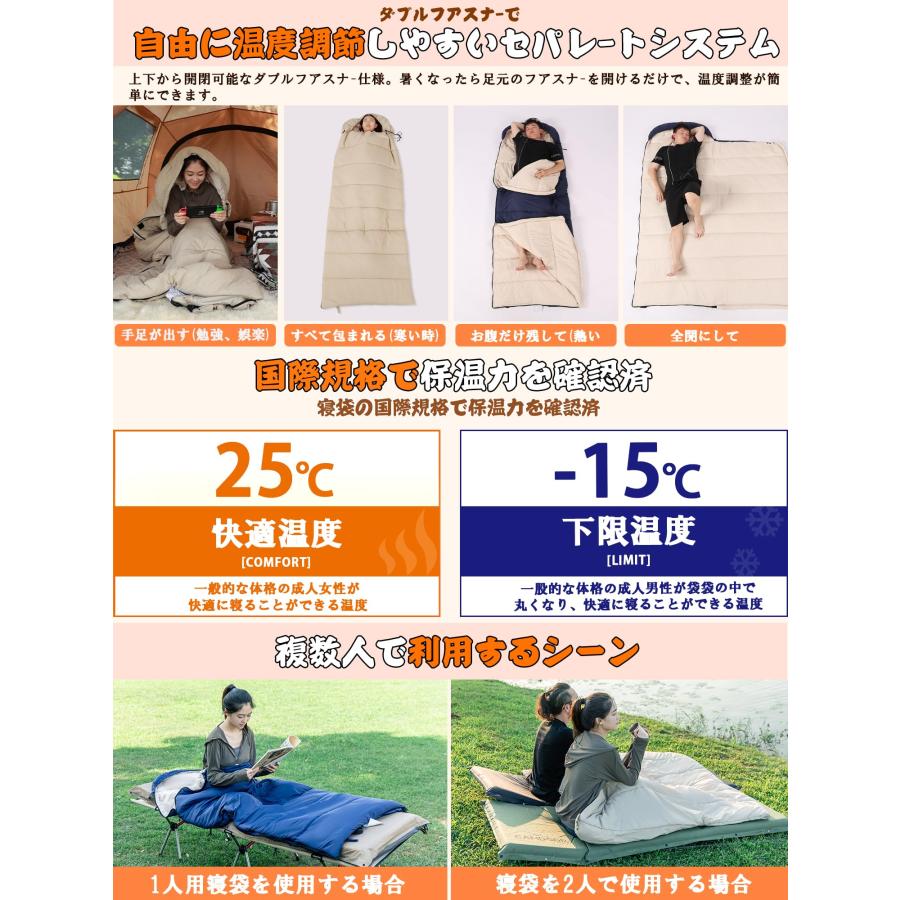 CAMDOOR【人工ダウン・30秒収納】寝袋 冬用 ダウン シュラフ 封筒型 ナイロン 320T防水耐裂 1.8kg 2.2kg キャンプ 寝袋 コン : s-b0cp5x58rj ...