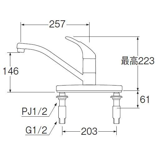 SANEI(旧:三栄水栓製作所):シングル台付混合栓 型式:K676K-13 : 配管部品 ヤフー店 - 通販 - Yahoo!ショッピング