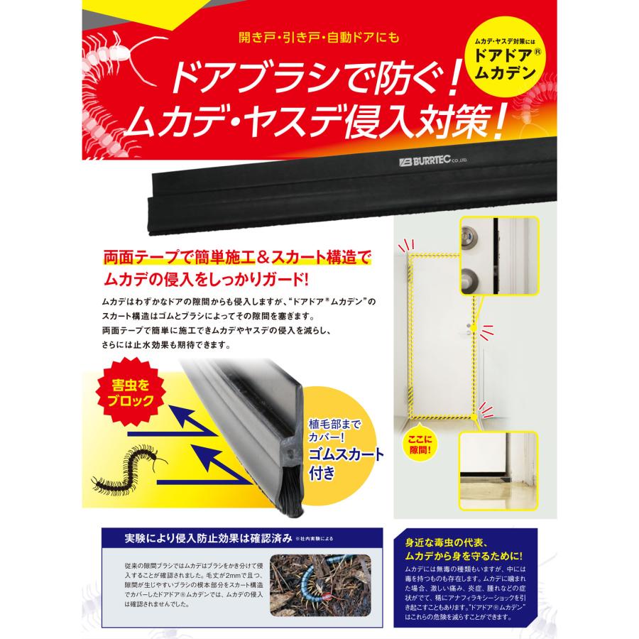 バーテック ドアドアムカデン 黒色 毛丈 2mm 全長 1m DM-MKDN 1M 1本 23430000 ｜ BURRTEC 防虫 防塵 ...