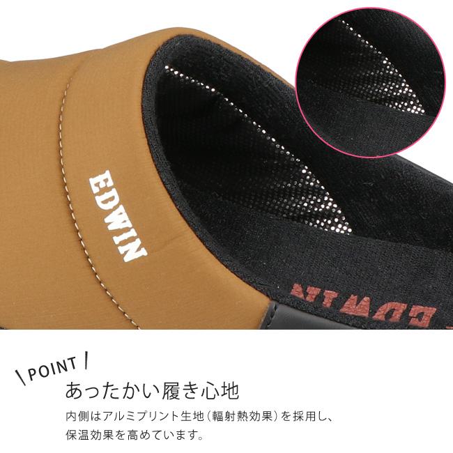EDWIN エドウィン サボサンダル メンズ 歩きやすい 履きやすい 疲れない 軽量 防寒 防滑 暖かい EW9075 黒 クロッグシューズ クロッグサンダル ダウンサンダル 靴 : はきもの ...