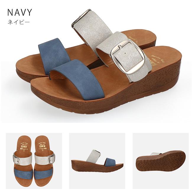 EDWIN エドウィン サンダル レディース 厚底 疲れない 歩きやすい 履きやすい 痛くない やわらかい 5センチヒール ウェッジソール 軽量 かかとなし おしゃれ EW9501 靴 ...