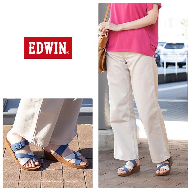 EDWIN エドウィン サンダル レディース 厚底 疲れない 痛くない やわらかい 5センチヒール ウェッジソール 軽量 かかとなしEW9502 トングサンダル シューズ 夏 靴 : はきもの ...
