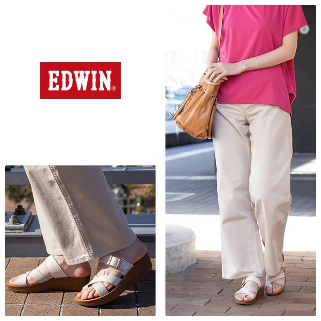 EDWIN エドウィン サンダル レディース 厚底 疲れない 痛くない やわらかい 5センチヒール ウェッジソール 軽量 かかとなしEW9502 トングサンダル シューズ 夏 靴 : はきもの ...