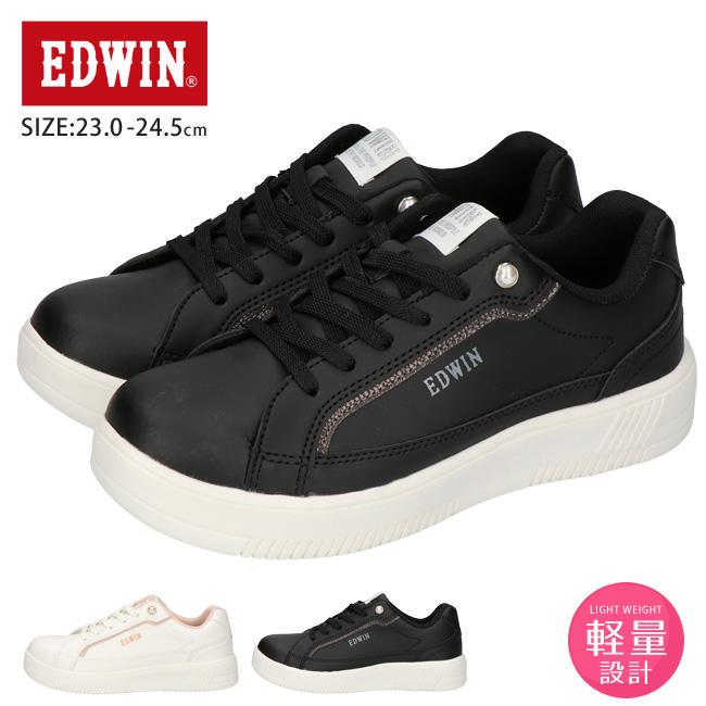 EDWIN エドウィン スニーカー レディース ローカット 黒 白 EDW-4197 2E 軽量 厚底 おしゃれ かわいい 歩きやすい 疲れない 通勤 通学 運動靴 靴 : はきもの広場 ...
