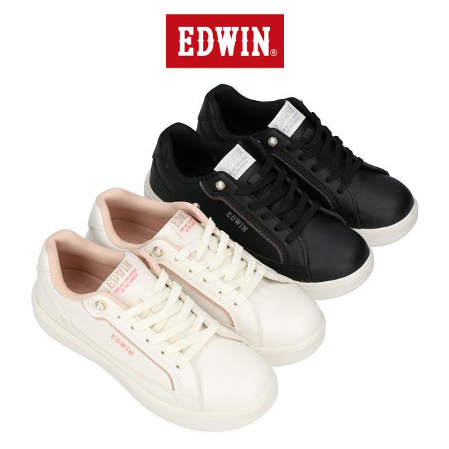 EDWIN エドウィン スニーカー レディース ローカット 黒 白 EDW-4197 2E 軽量 厚底 おしゃれ かわいい 歩きやすい 疲れない 通勤 通学 運動靴 靴 : はきもの広場 ...