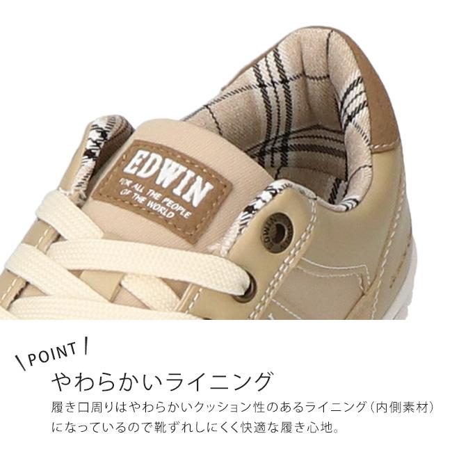 EDWIN エドウィン スニーカー レディース ローカット 軽量 2E相当 疲れない 歩きやすい 履きやすい 滑らない EDW-4647 黒 おしゃれ チェック柄 通勤 通学 靴 : はきもの ...