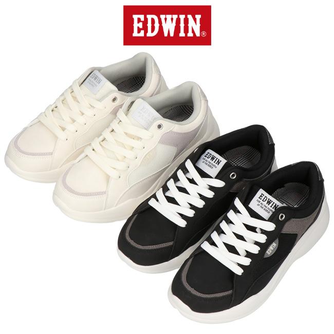 EDWIN エドウィン スニーカー レディース 厚底 ローカット 黒 白 ダッドスニーカー EDW-4720 2E 軽量 おしゃれ 歩きやすい 通勤 通学 ダッドシューズ 靴 : はきもの広場 ...