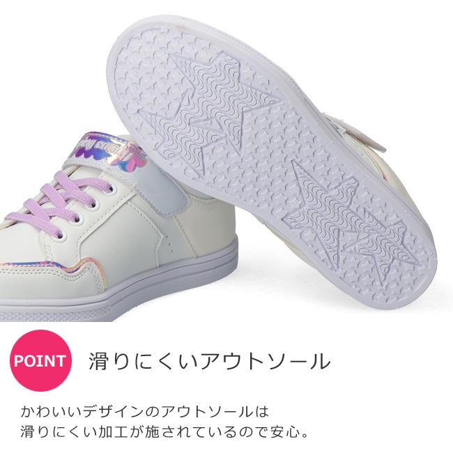 SOMETHING サムシング スニーカー キッズ 女の子 ローカット 白 黒 軽量 マジックテープ 履きやすい 歩きやすい デコレーション シール付き SOM-3192 シューズ 靴 ...