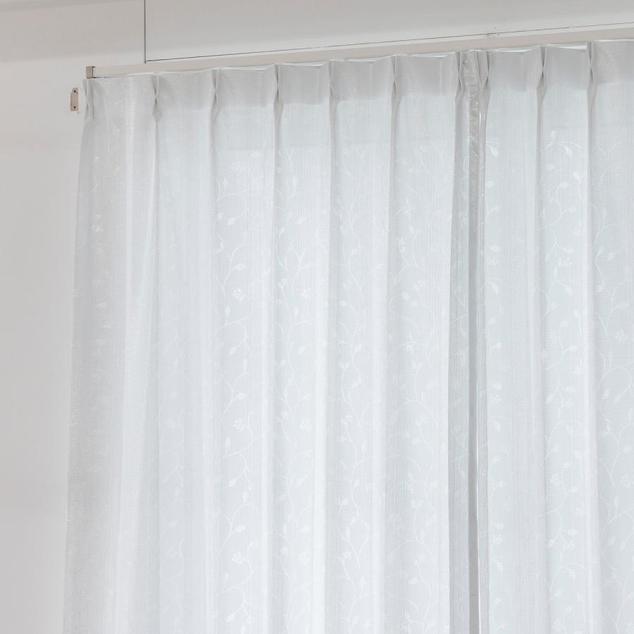 【W100cm×H176cm】 《エコファイン-リーフ柄レース-》アイボリー 2枚入り 高機能 断熱 保温 夏 冬 省エネ 節電 UVカット 遮像 ミラー プライバシー 洗える ...